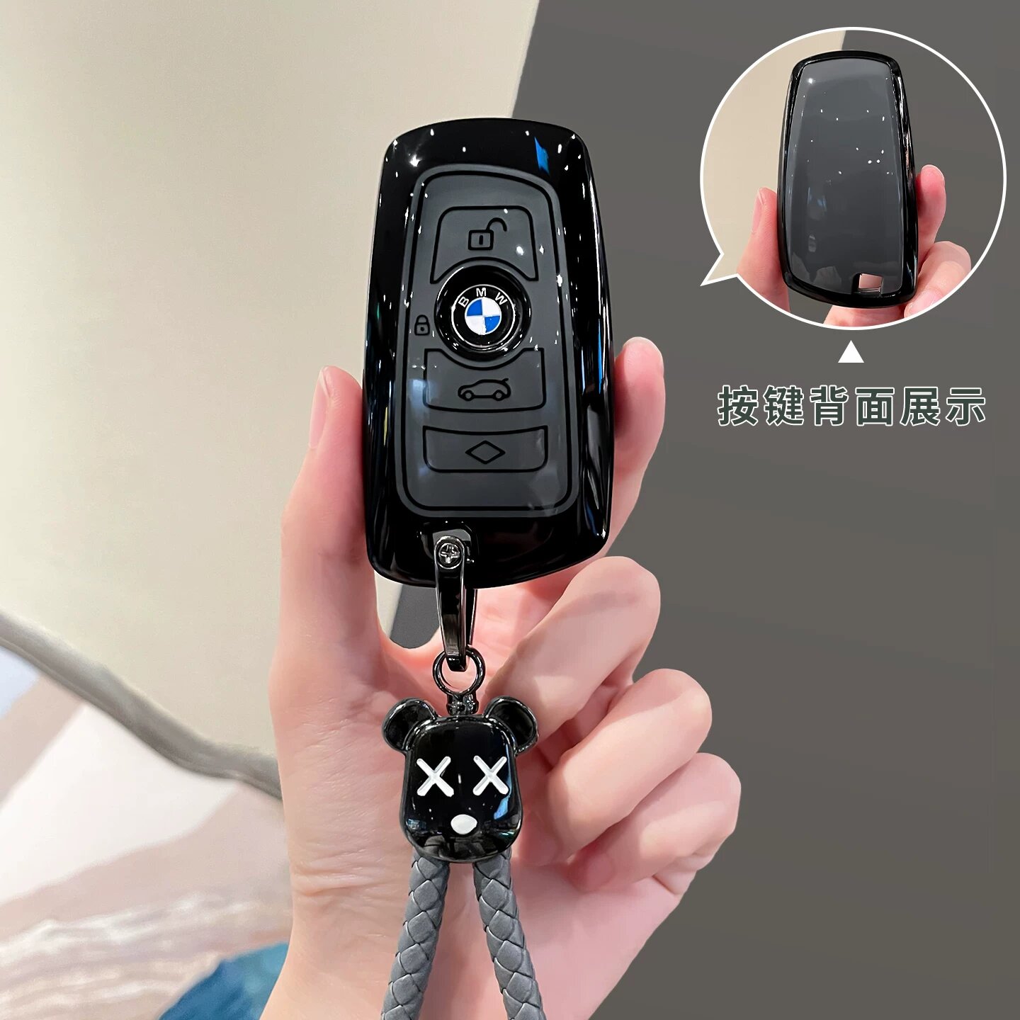 Чехол для ключей BMW MINI COOPER, MINI CLUBMAN, MINI COUNTRYMAN — премиум-класс, для мужчин и женщин 【Стиль A】Глянцевый