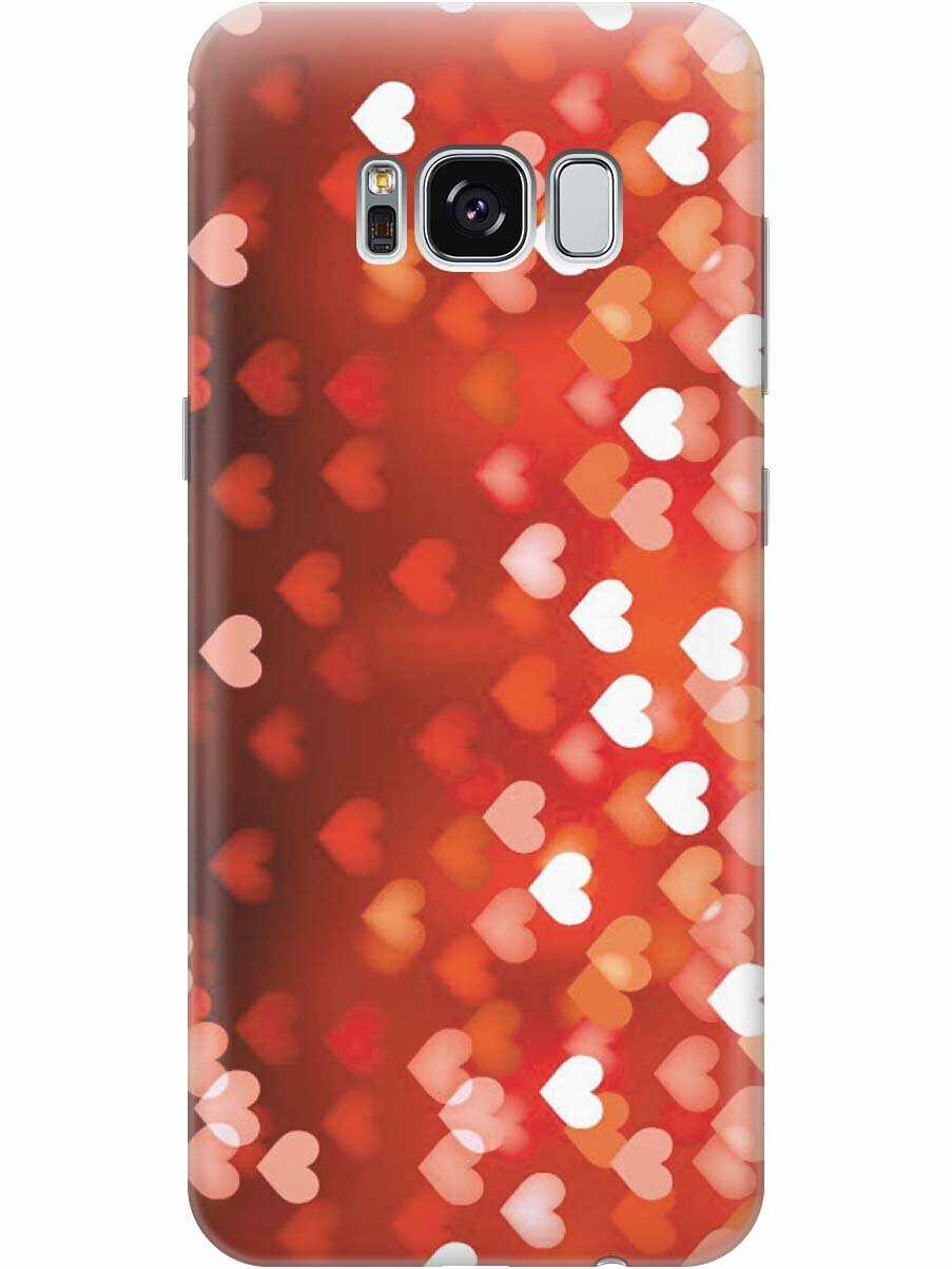 Ультратонкий силиконовый чехол-накладка для Samsung Galaxy S8 с принтом "Бокэ из красных сердечек"