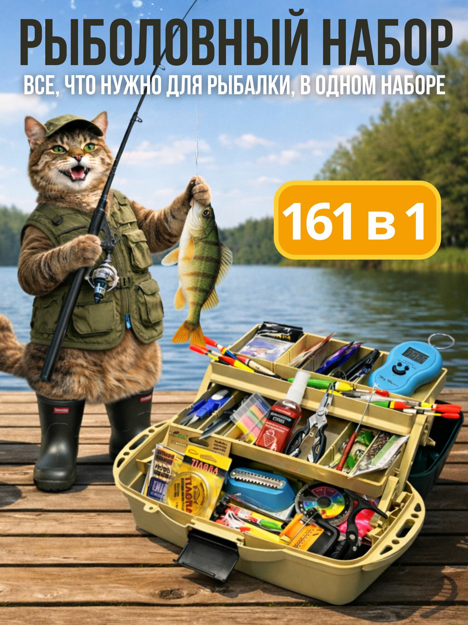 Набор для рыбалки "Ваша рыбалка", зеленый, 0,5кг