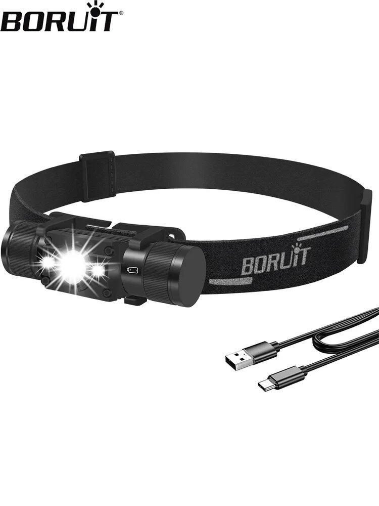 Boruit Фонарь-прожектор, 1000 Лм, 10 Вт, IPX4, алюминий, черный, 73 г