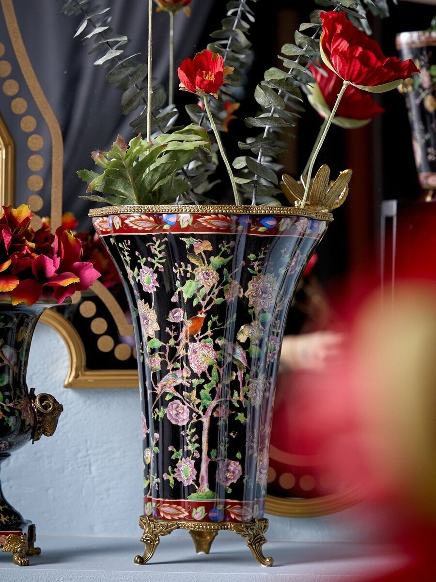 31G2662/A1159HC/BK2507 Ваза со стрекозой 23х21х32см, Glasar