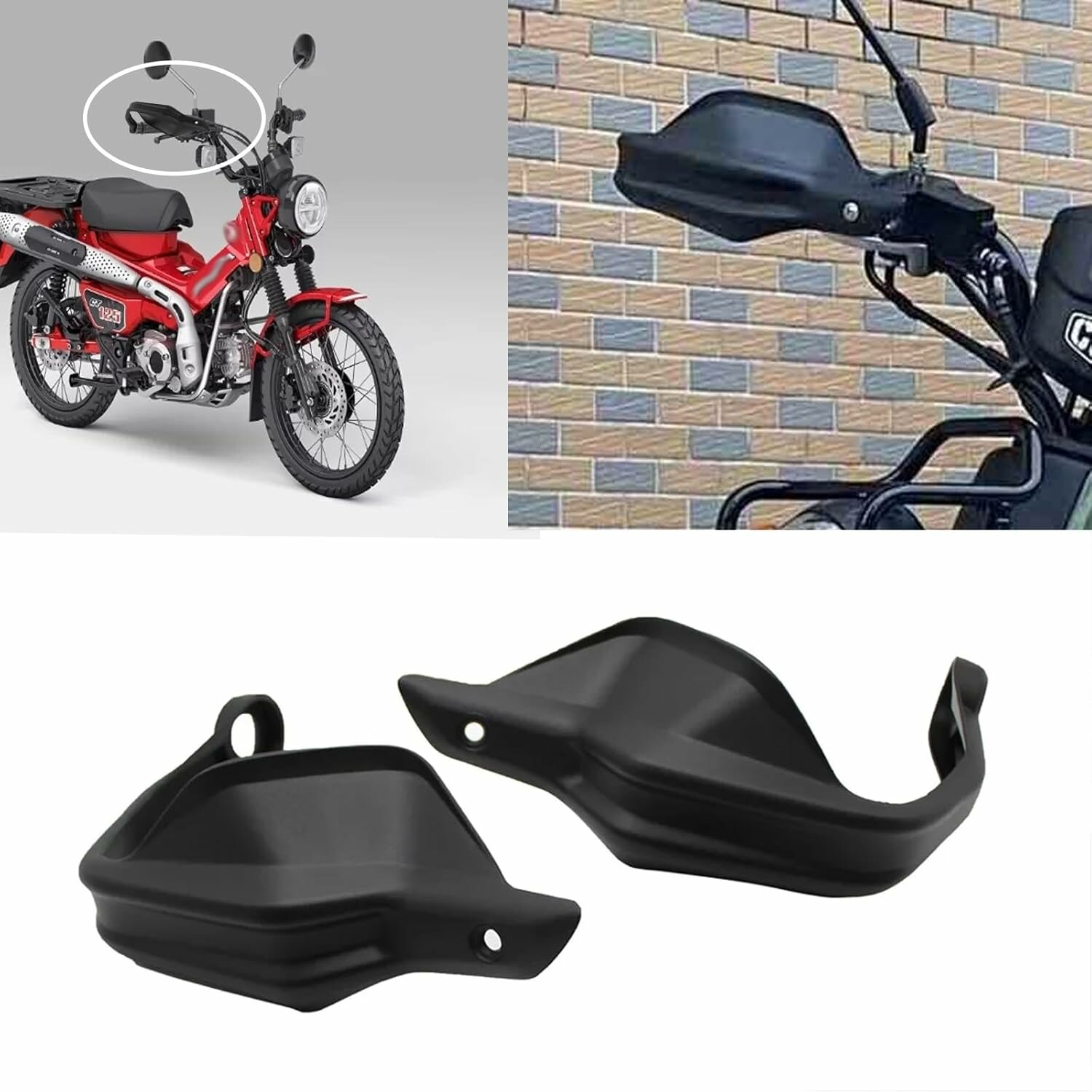 Защита рук на руль для мотоцикла Trail Hunter Cub CT125 2020-2023, ветрозащитный щиток, черный