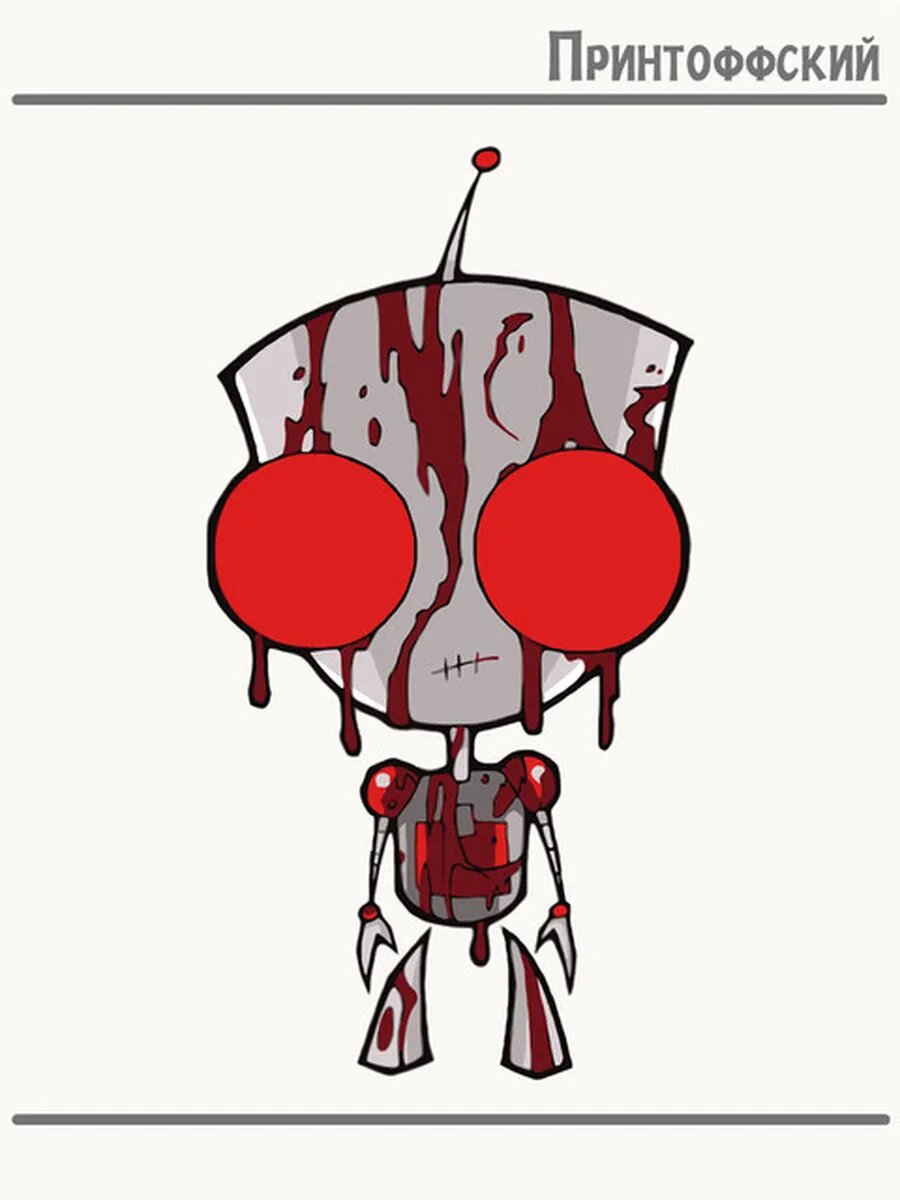 Термонаклейка для одежды и аксессуаров DTF-печать пришелец зим invader zim