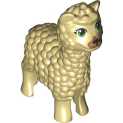 Деталь Lego 65405pb02 Alpaca / Llama, Friends with Bright Green Eyes, Black Nose, and Medium Nougat Muzzle Pattern