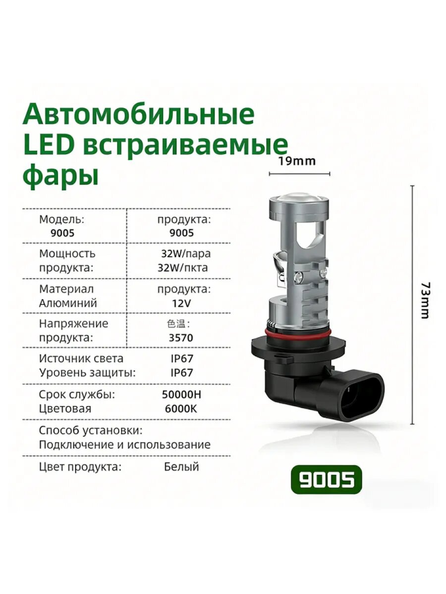 9005/HB3led автомобильные светодиодные фонари 2 шт