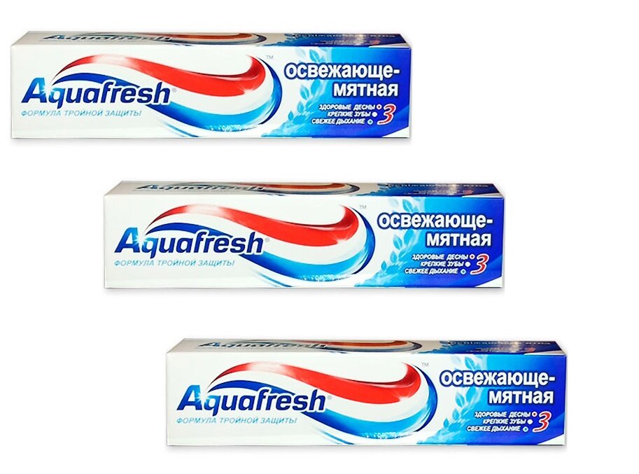 Зубная паста Aquafresh Total Care 3 освежающе-мятная синяя ,100мл 3шт