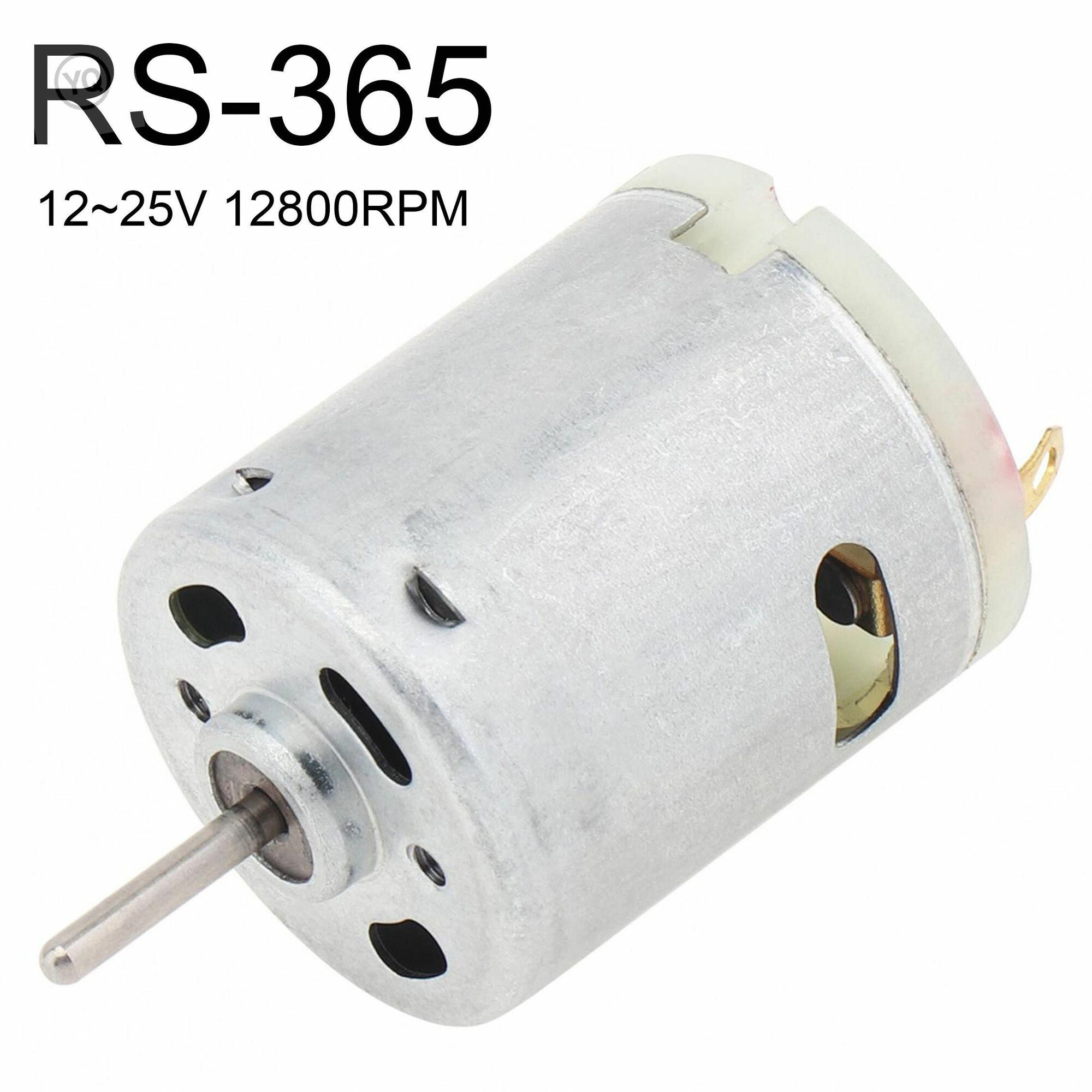 Мотор RS365 12-24V щеточный DC 7000-12800 об/мин, вал 51 мм Ø2 мм, 6.08 Вт, 3.6A для игрушек и вентиляторов