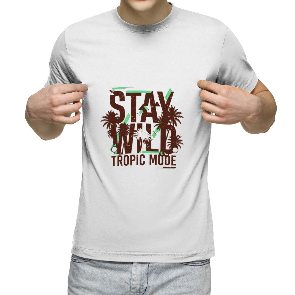 Мужская футболка «STAY WILD» (белый, 3XL)
