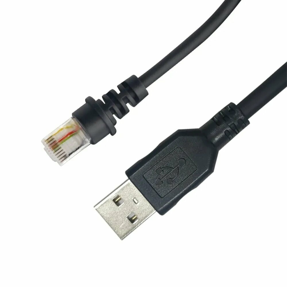 USB-концентратор, Кабель переходник RJ45 - USB длиной 2 метра, прямой USB-кабель для сканера штрих-кодов — фото 1