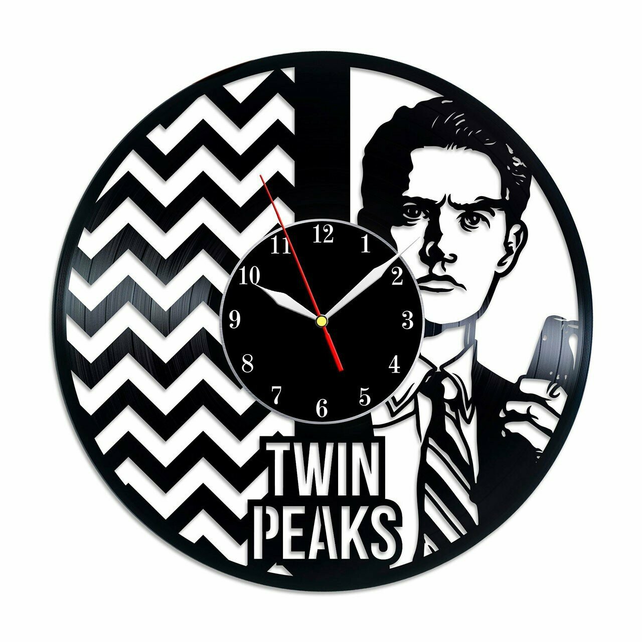 Часы из виниловой пластинки (c) VinylLab Twin Peaks, диаметр 30 см