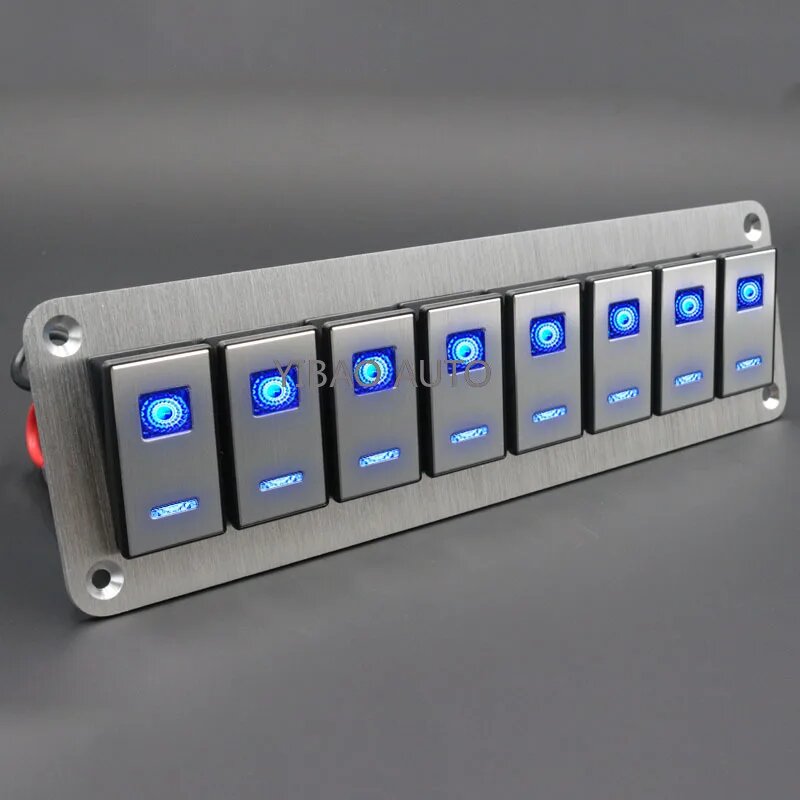 Панель переключателей 8 gang silver 12/24V
