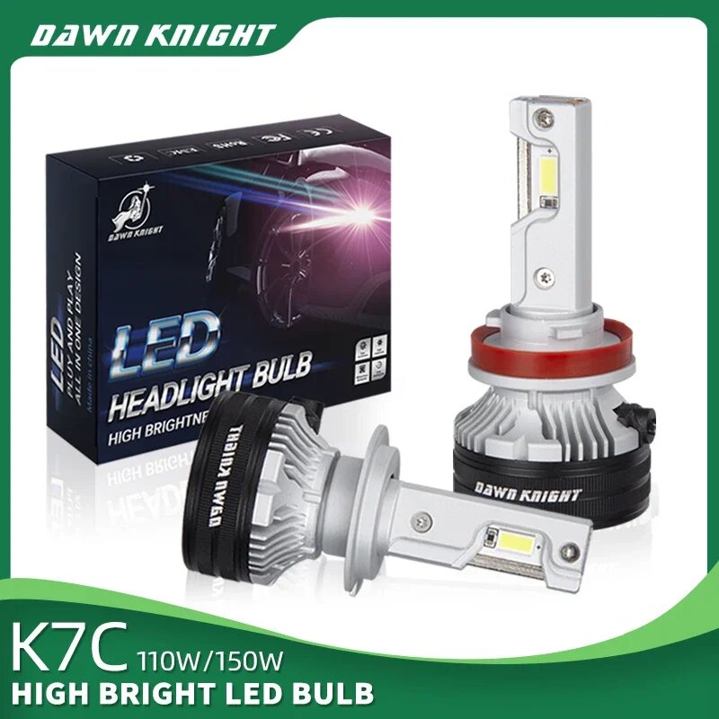 Светодиодные лампы DAWNKNIGHT K7C H7 H11 4300K, светодиодные лампы с 3 медными 150W, D Series, 6000K