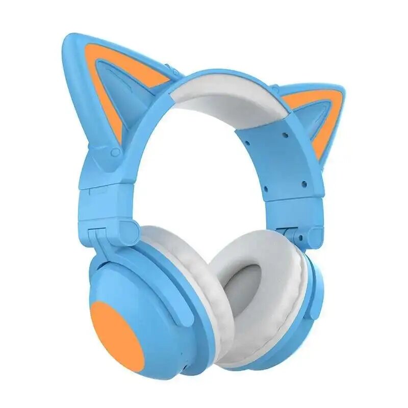 Bluetooth-наушники с кошачьими ушками, синие