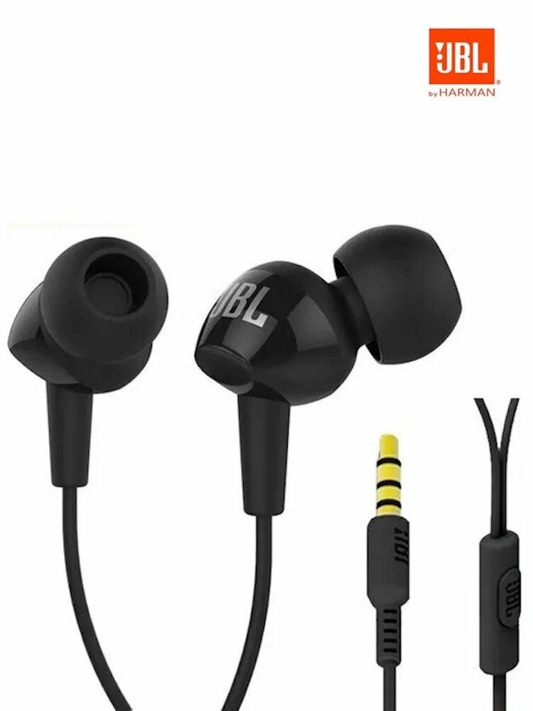 Наушники-гарнитура JBL C100Si, проводные, с микрофоном и позолоченным штекером