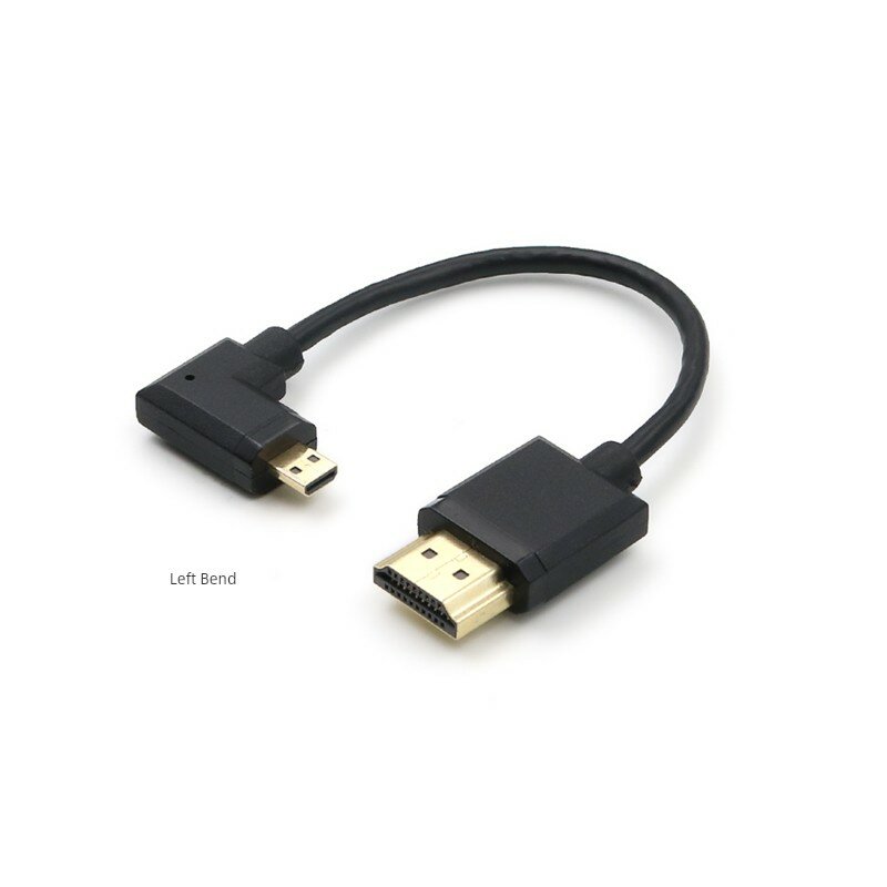 Кабель Micro HDMI с левым изгибом 15 см поддерживает 4K@60Hz для устройств длиной до 0.5 м, надежное подключение для