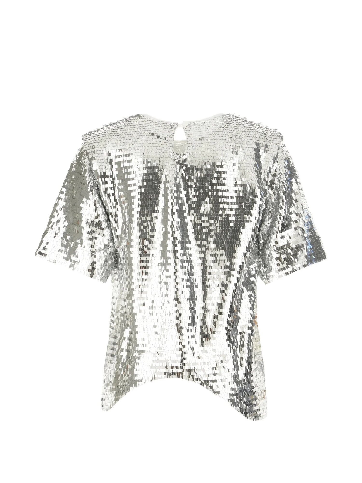 Топ NICCOLO PASQUALETTI Sequin-embellished asymmetric top, размер 46, Silver — фото 1