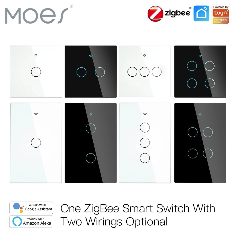 MoesHouse Умный выключатель 3-ганг White US 120x74mm