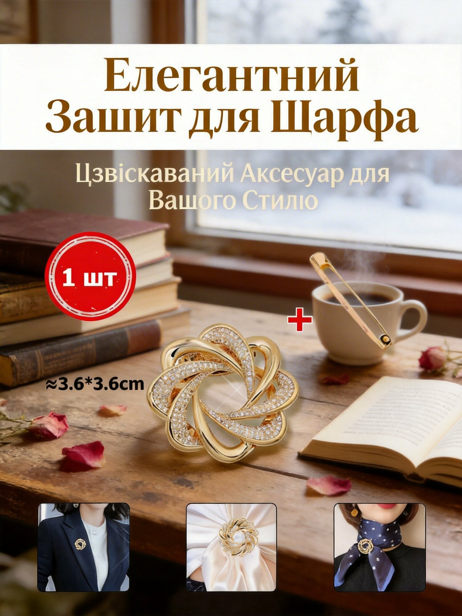 Зажим для шарфа, пряжка для уголка одежды, брошь для воротника, универсальная застёжка и декоративный элемент