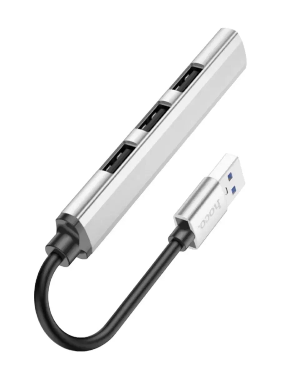 Разветвитель Hoco HB26, 3 порта USB 2.0 и 1 порт USB 3.0, белый