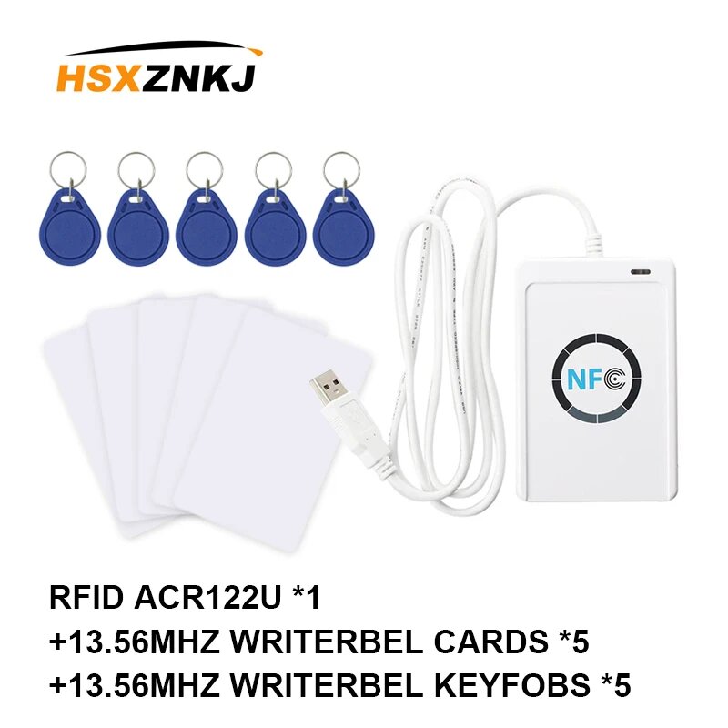 Считыватель NFC ACR122U HACHANLUN, 5 карт, 5 брелоков, Цвет: Package c
