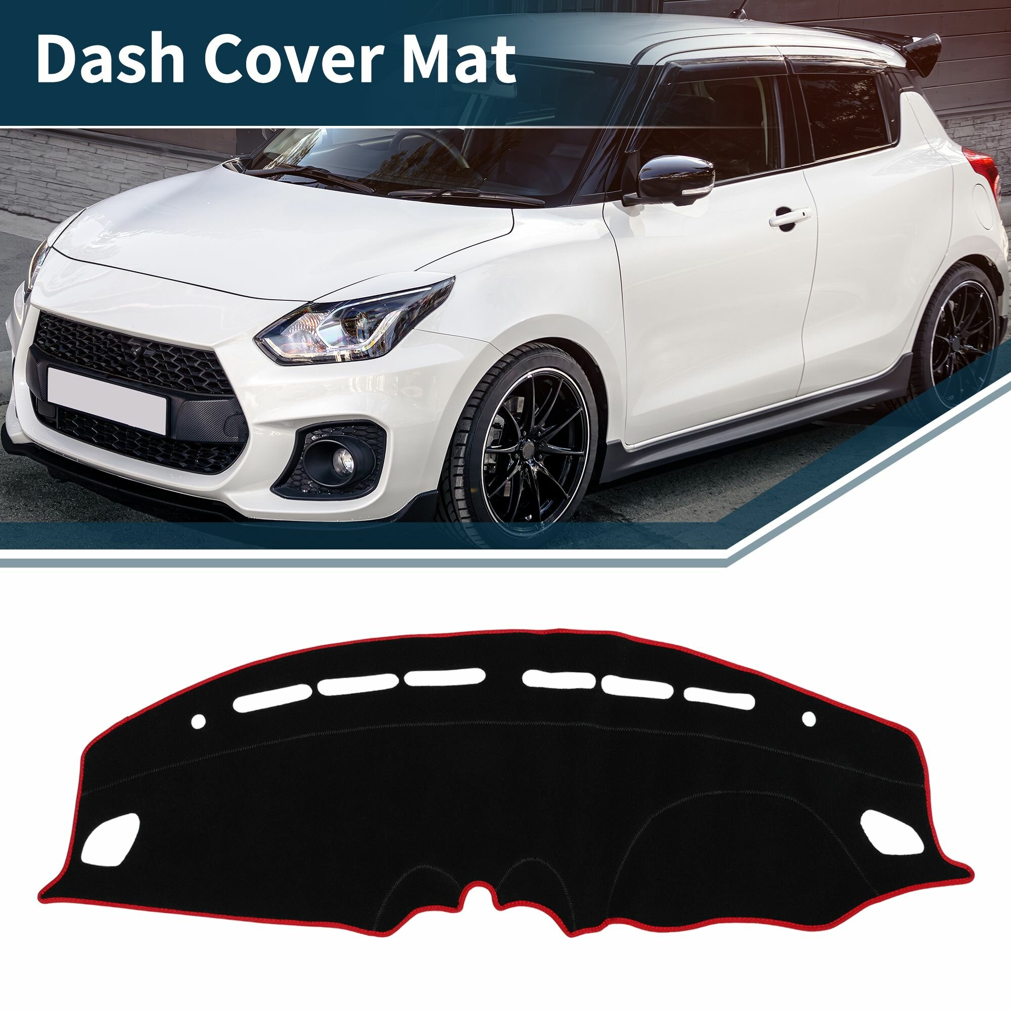 Коврик на приборную панель Suzuki Swift Sport ZC33S 2018-2019 — нескользящая накладка для торпеды, черно-красная