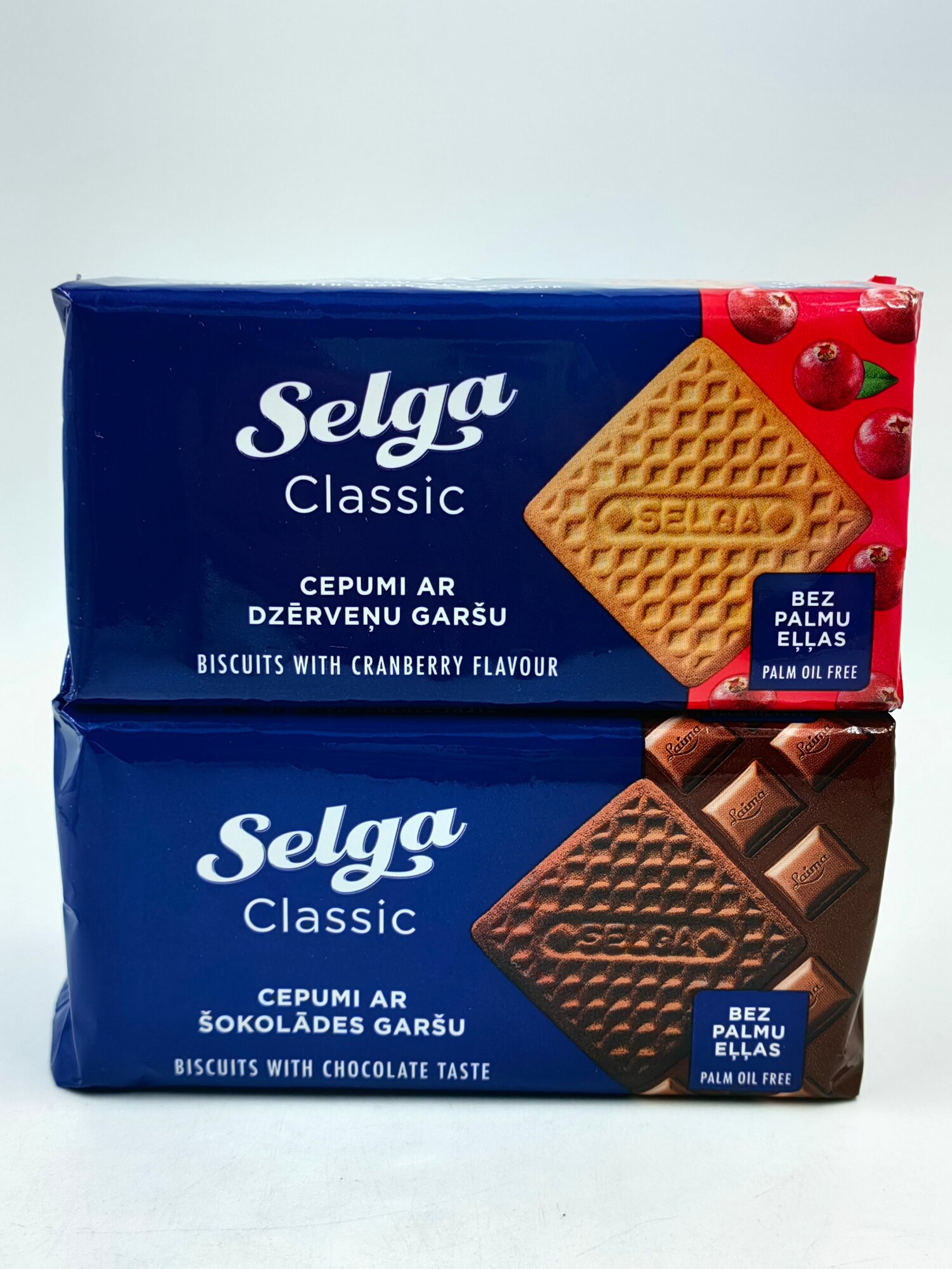 Печенье Selga ассорти вкусов: шоколад и клюква, 2 шт. по 180 г