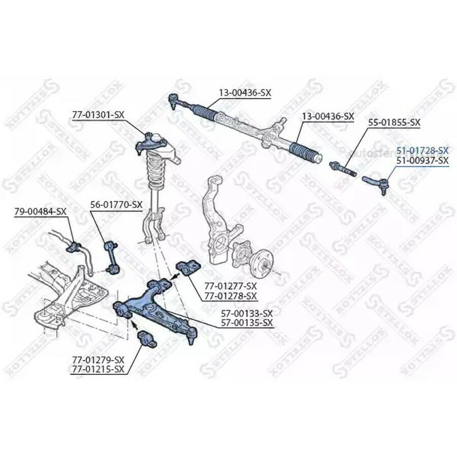STELLOX 5101728SX наконечник рулевой левый!\ Alfa Romeo 147/156/166 97>