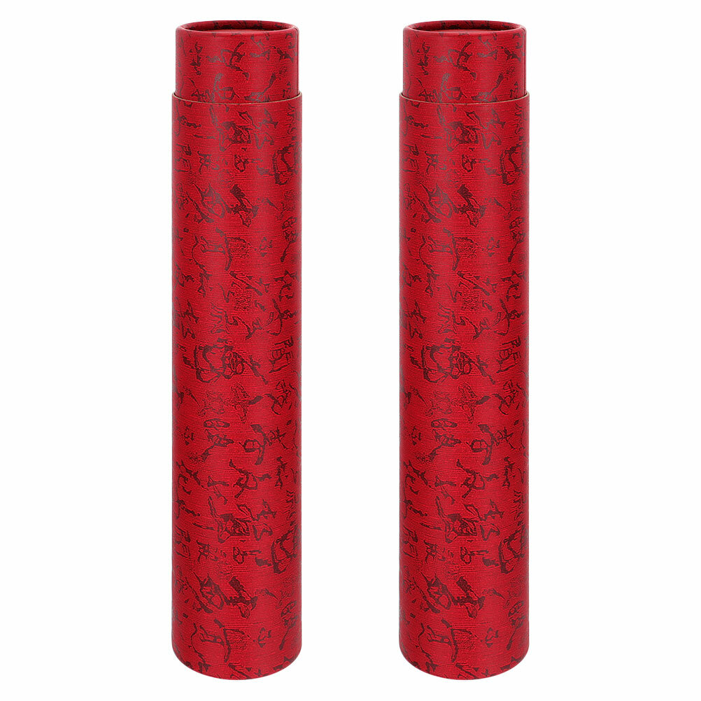 Красный Цилиндрический Тубус Для Хранения Каллиграфии, Изготовленный Из Утолщенного Материала, 2 Шт