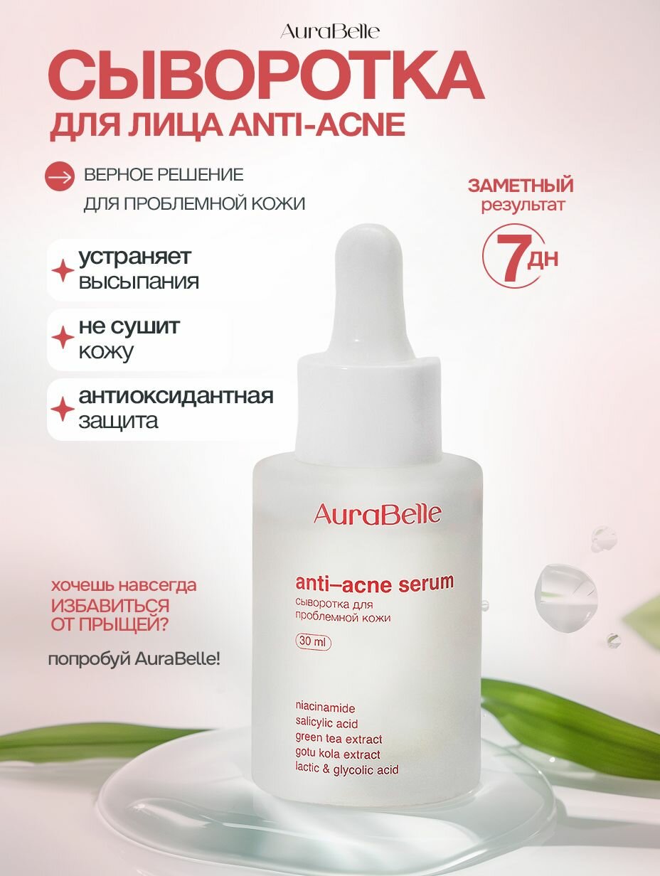 Сыворотка от прыщей и акне AuraBelle коррекция несовершенств