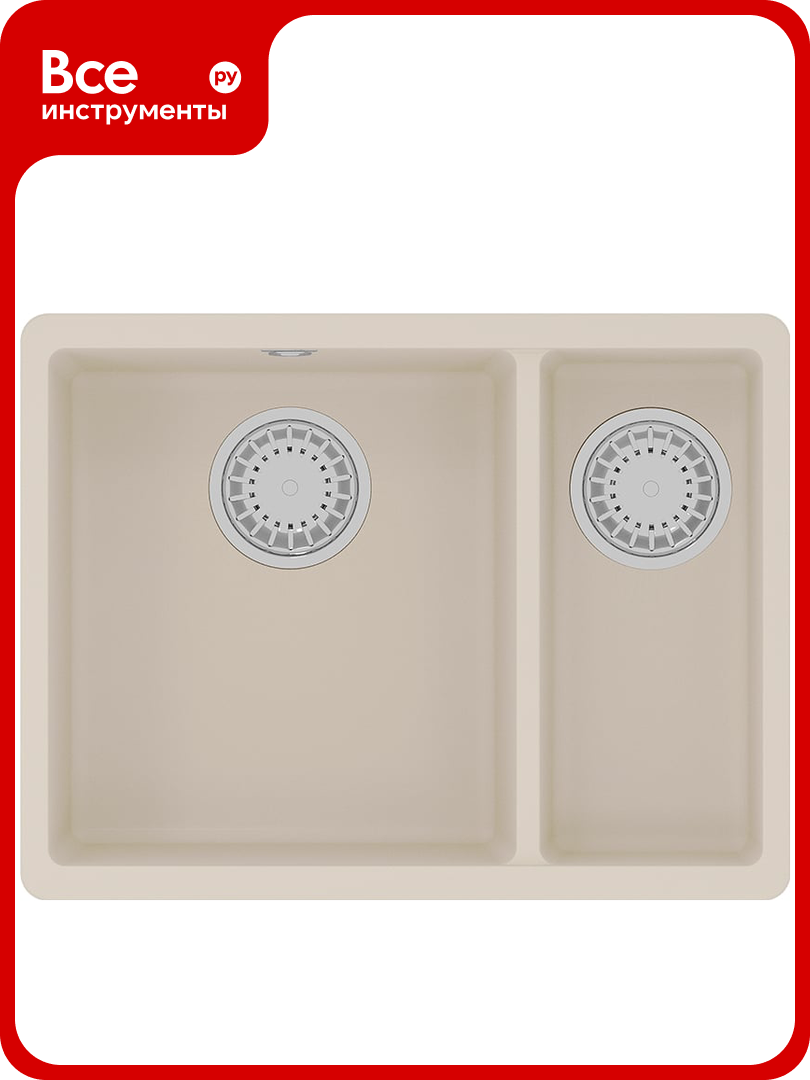 Кухонная мойка из кварцгранита Lemark SINARA 550.2-U цвет: шампань комплектация: крепеж, сливная арматура с переливом в комплекте арт. 9910084