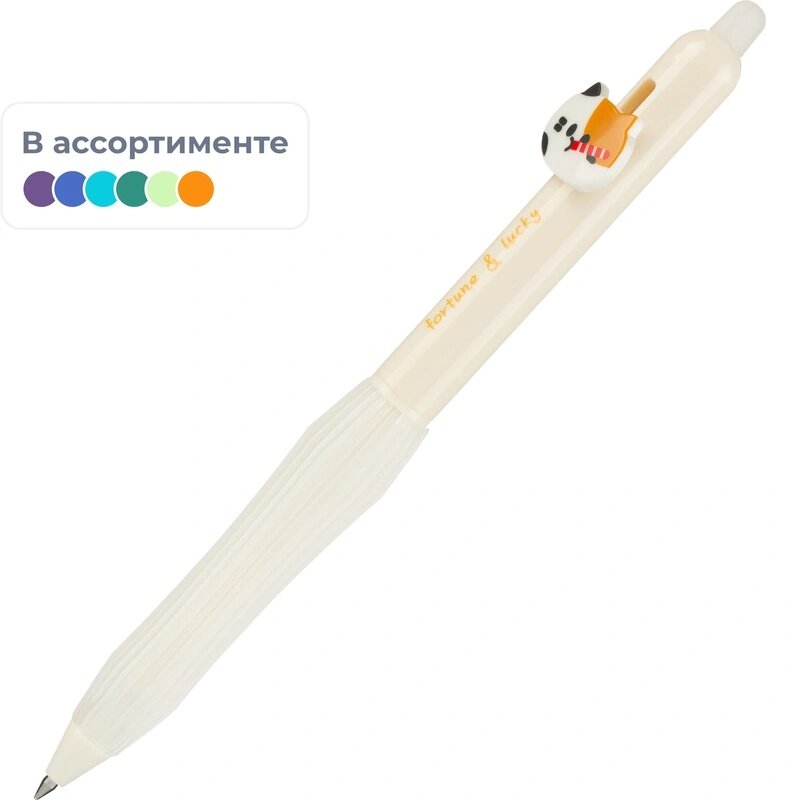 Ручка гелевая автомат. Deli Lucky Meow EG345-BL, пул. нак.0,5, стир, коты, в асс