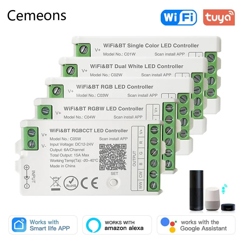 Tuya CCT LED контроллер WiFi, Dual White, 15A — фото 1