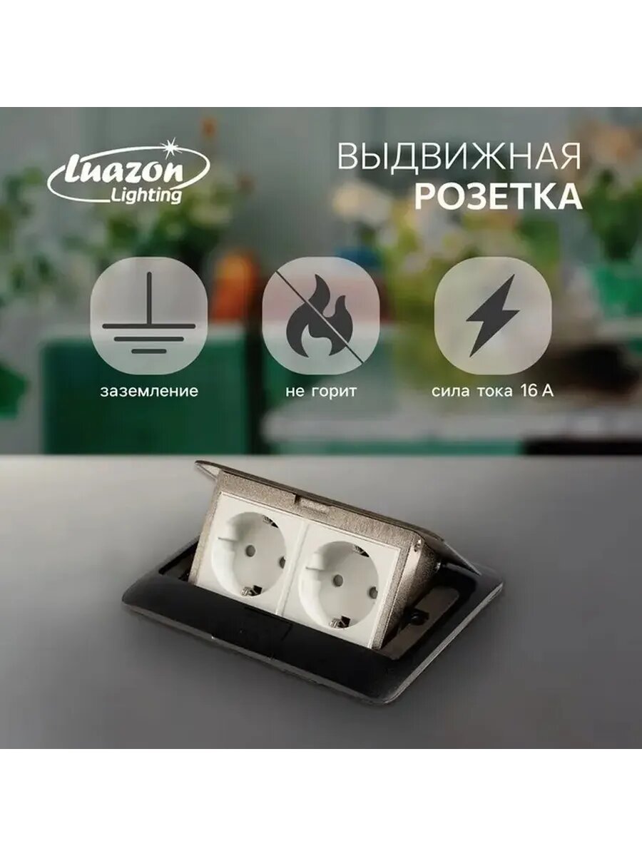 Выдвижная розетка с двумя гнездами 16А черная