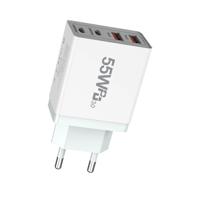 Сетевой адаптер UGREEN 55W PD3.0 с 4 портами, EU Plug