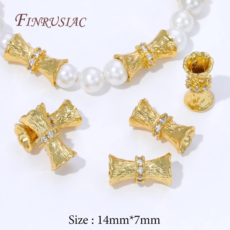 Золотые бантики для украшений FINRUSIAC, 8 шт, 18K Gold Plated