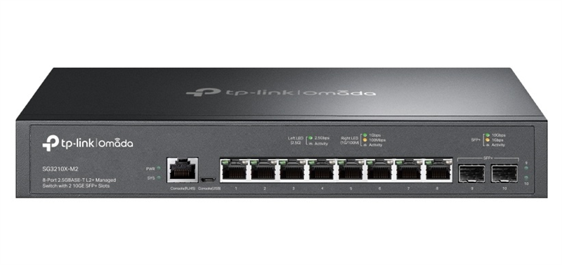 Коммутатор TP-Link SG3210X-M2, Omada 8-Port 2.5G L2+ Managed Switch with 2 10GE SFP+ Slots