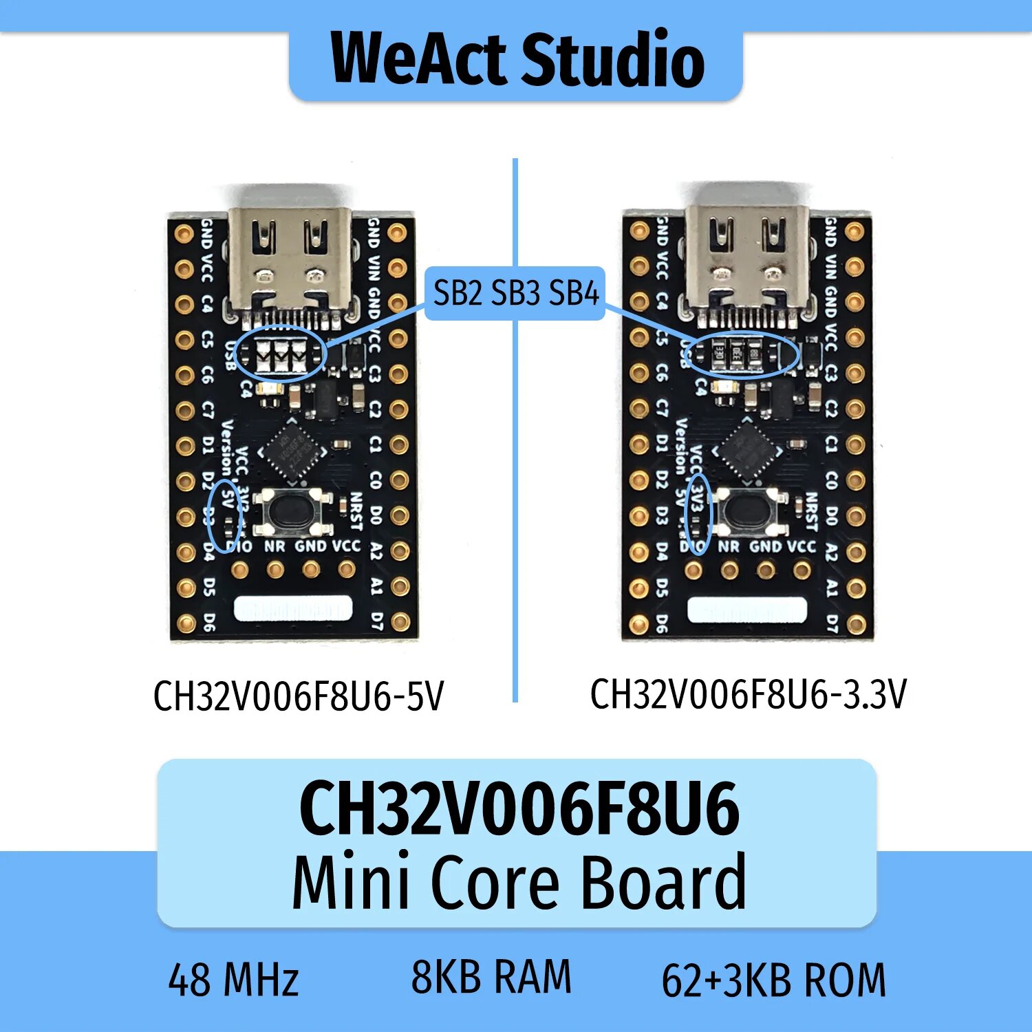 WeAct CH32V006F8U6 Модуль 5PCS-5V IO