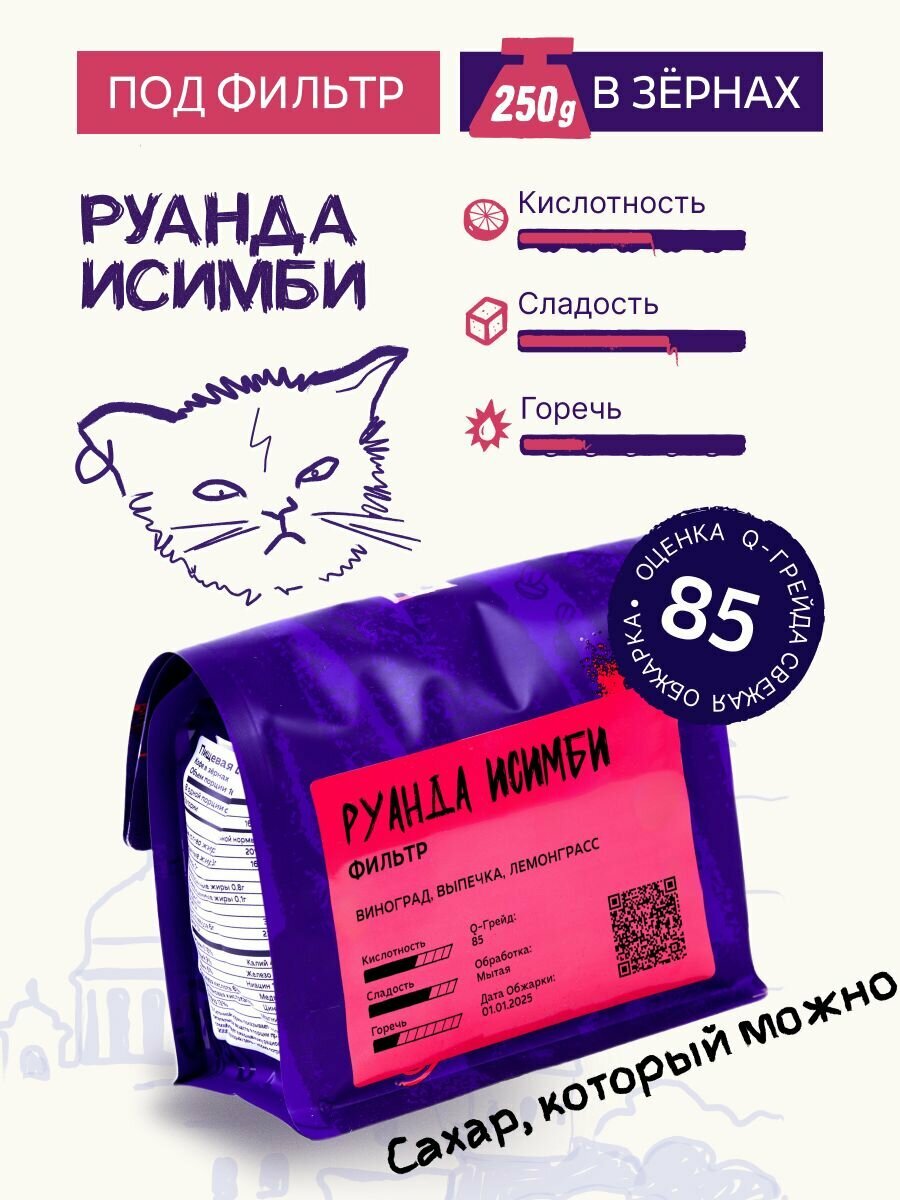 Кофе в зернах Руанда Исимби 250 г под фильтр
