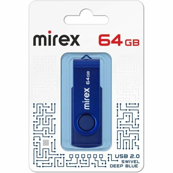 Флэш накопитель Mirex 64 Гб SWIVEL DEEP BLUE USB 2.0 (13600-FMUSDB64)