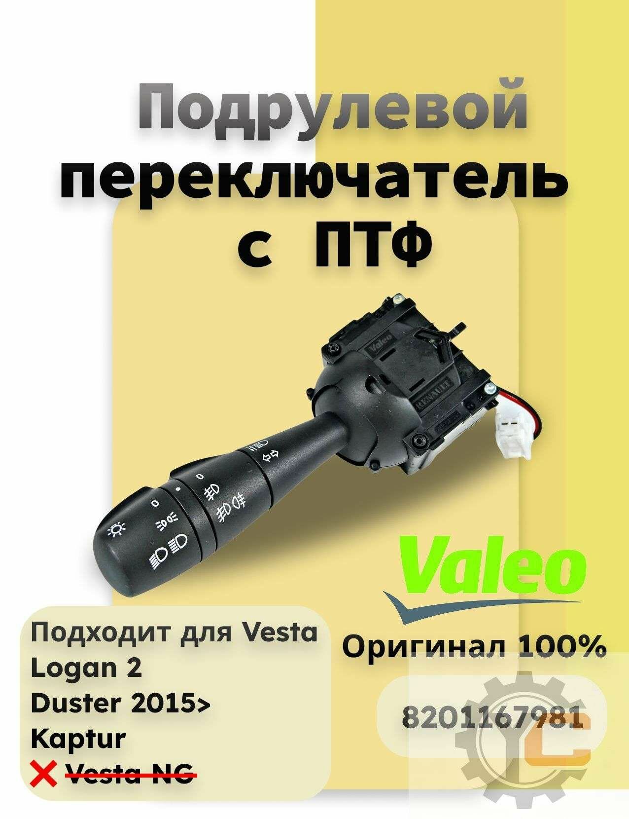 Переключатель подрулевой левый с ПТФ для Renault Duster, Logan II, Sandero, Kaptur — управление и замена для LADA