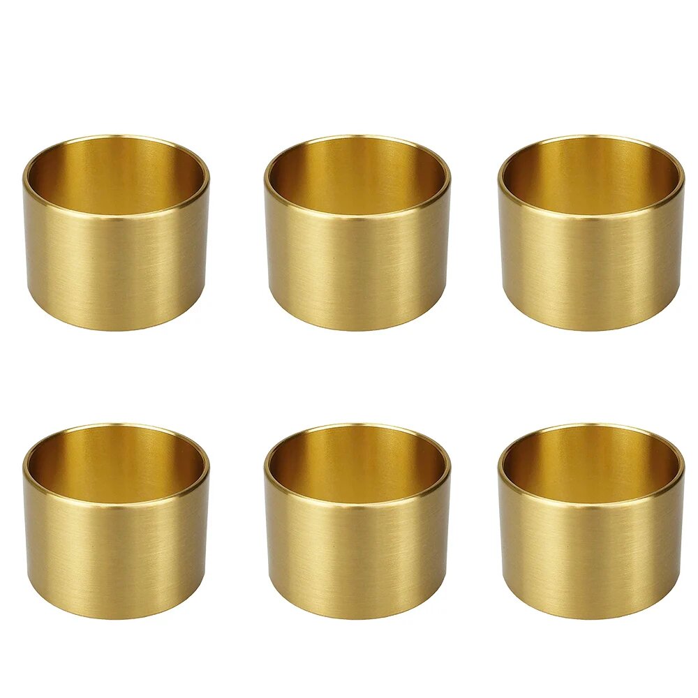 Комплект 6 латунных колец для салфеток, Brushed brass