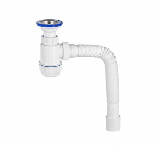 Сифон VIRPLAST мини Элит 1.1/2 х40/50 с литым выпуском, нерж. чашкой 70мм и гибкой трубой 100311 30980676