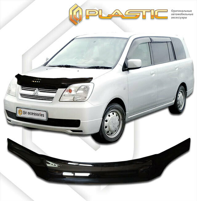 Дефлектор капота Mitsubishi Dion 2002-2005 Черный глянцевый СА Пластик