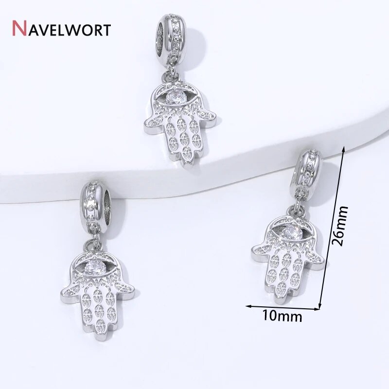 Подвеска Хамса NAVELWORT, Rhodium plated, 26x10 мм