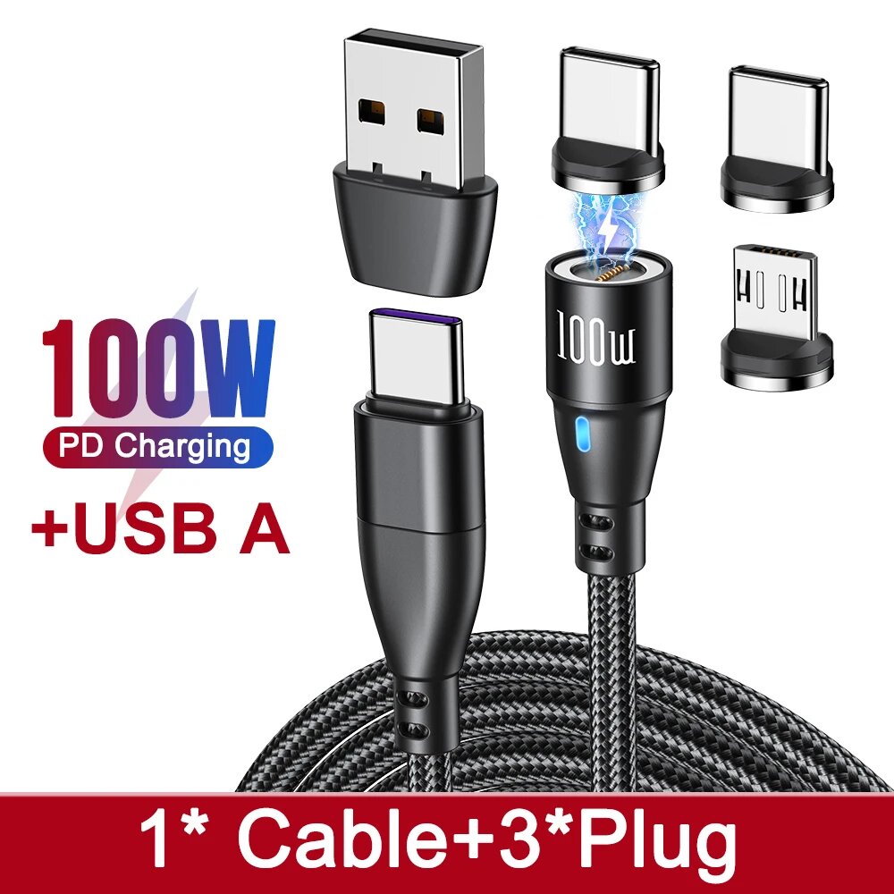AUFU 100 Вт Магнитный кабель USB типа C для Macbook Huawei Xiaomi Samsung PD 27 Вт Кабель для быстрой зарядки и зарядки Кабель для передачи данных для iPhone 14