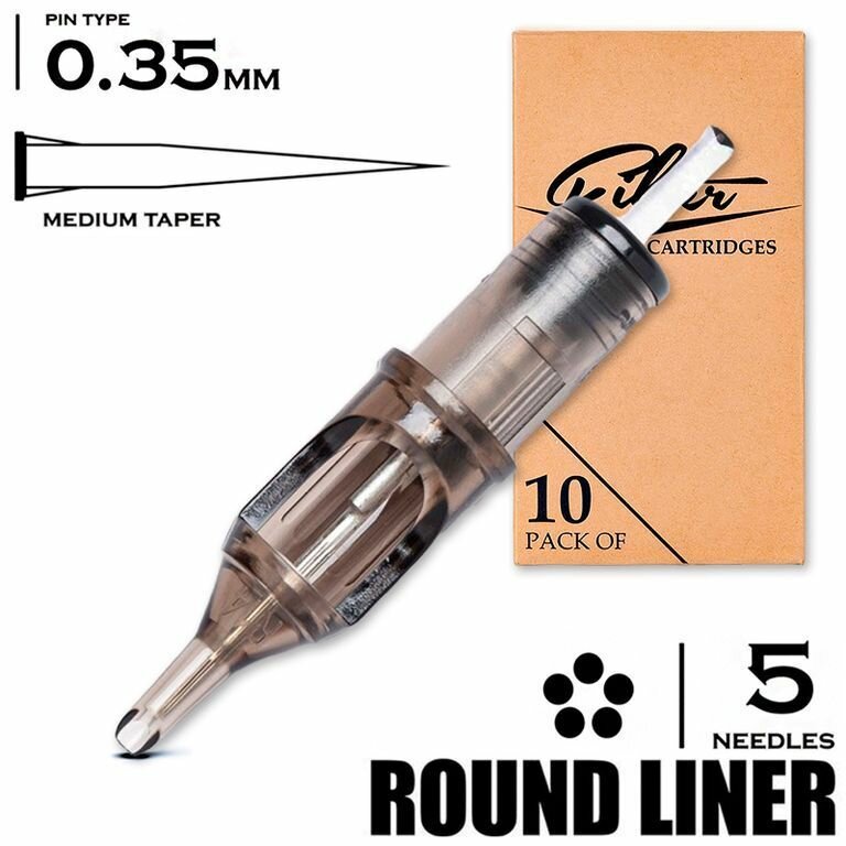 Картриджи для тату и татуажа EZ FILTER Round Liner 5RLMT/0.35мм 10 шт/уп