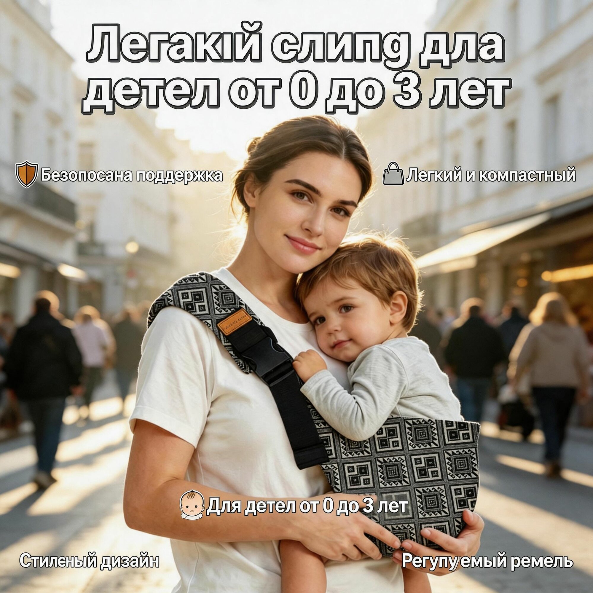 Рюкзак-типа "слинг" для новорожденных для прогулок и путешествий с малышом в поликлинику, магазин