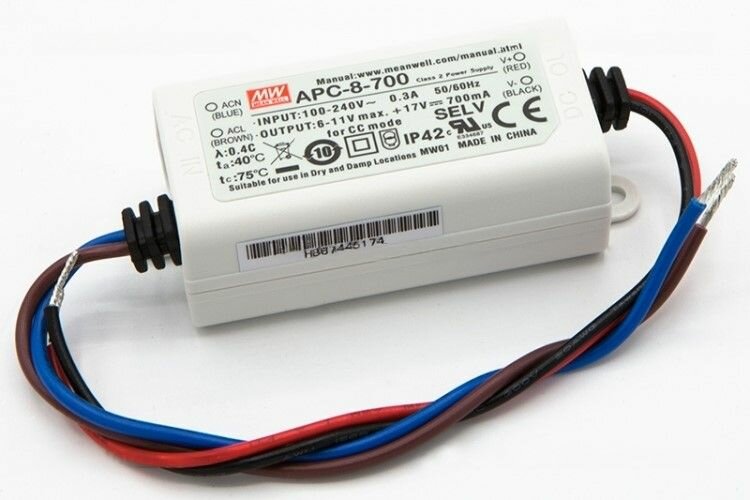 APC-8-700, AC/DC LED, 6-11В,0.7А,7.7Вт, IP42 блок питания для светодиодного освещения