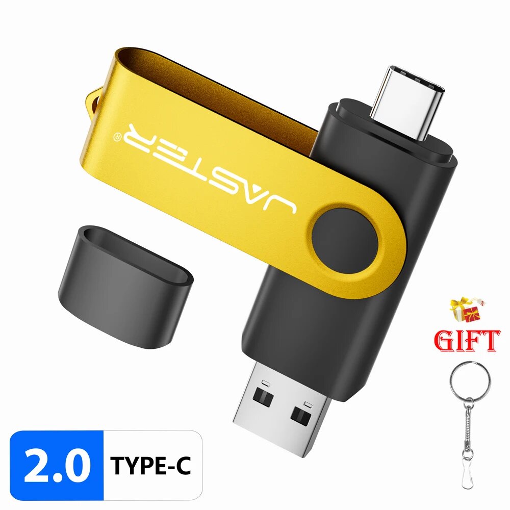 USB-флешка JASTER TYPE-C 2 в 1 4-128 ГБ Желтый, 128MB Not GB, Желтый