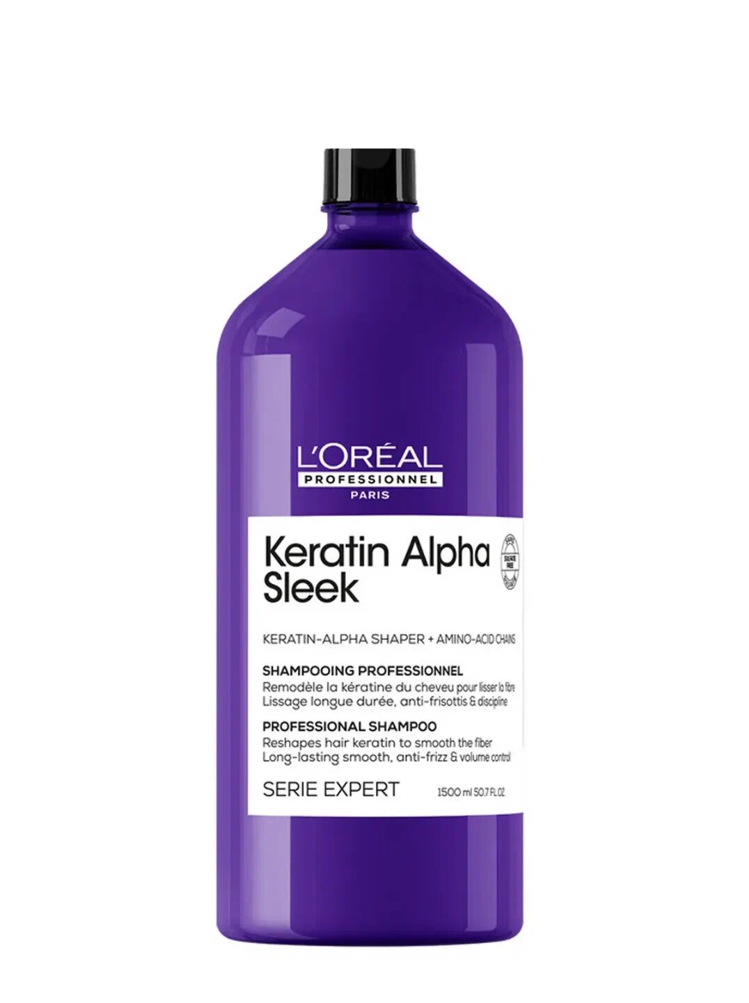 Бессульфатный шампунь L'Oréal Professionnel Keratin Alpha Sleek для непослушных и пористых волос, 1500 мл